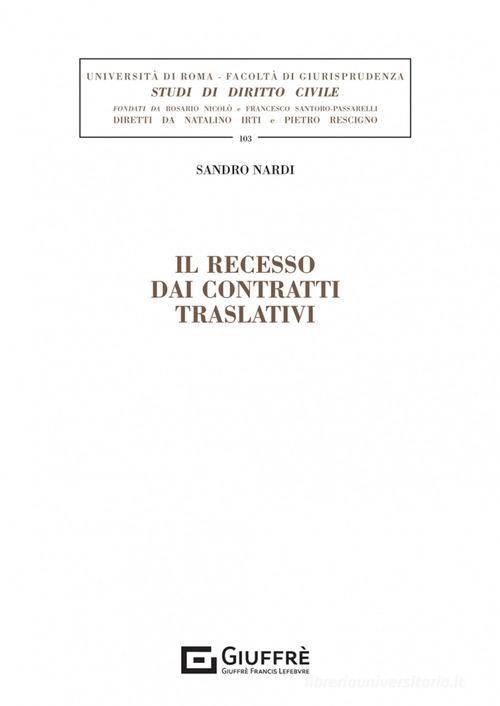 Il recesso dai contratti traslativi di Sandro Nardi - EAN ...
